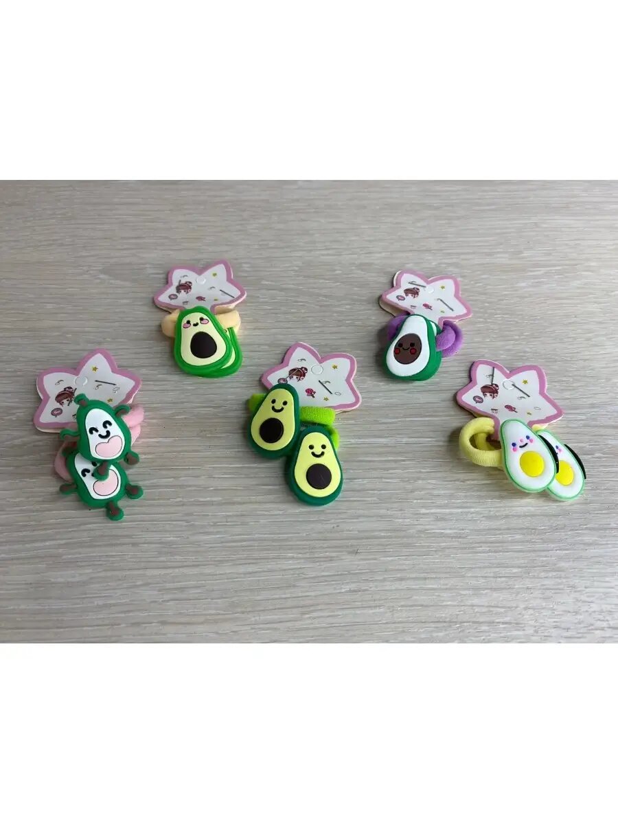 Яркий детский набор резинок для волос "Веселые Авокадо" 10 штук