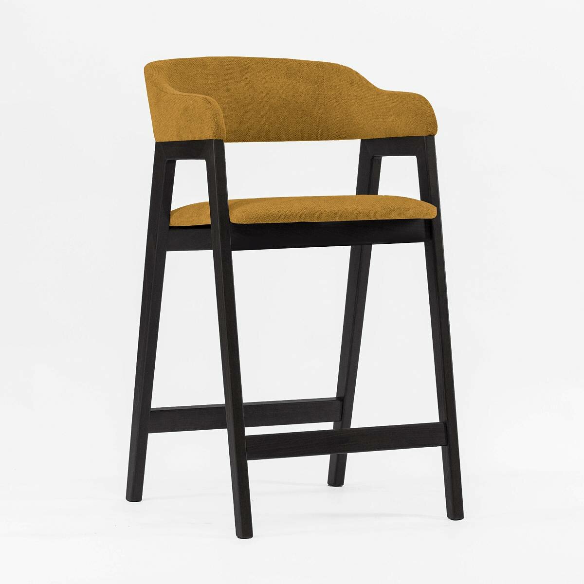 Стул полубарный Челси желтая ткань массив бука (черный) высота подлокотников 83,5 см для дома/для гостиной/для столовой/для кафе/кухонный стул/стул кухонный