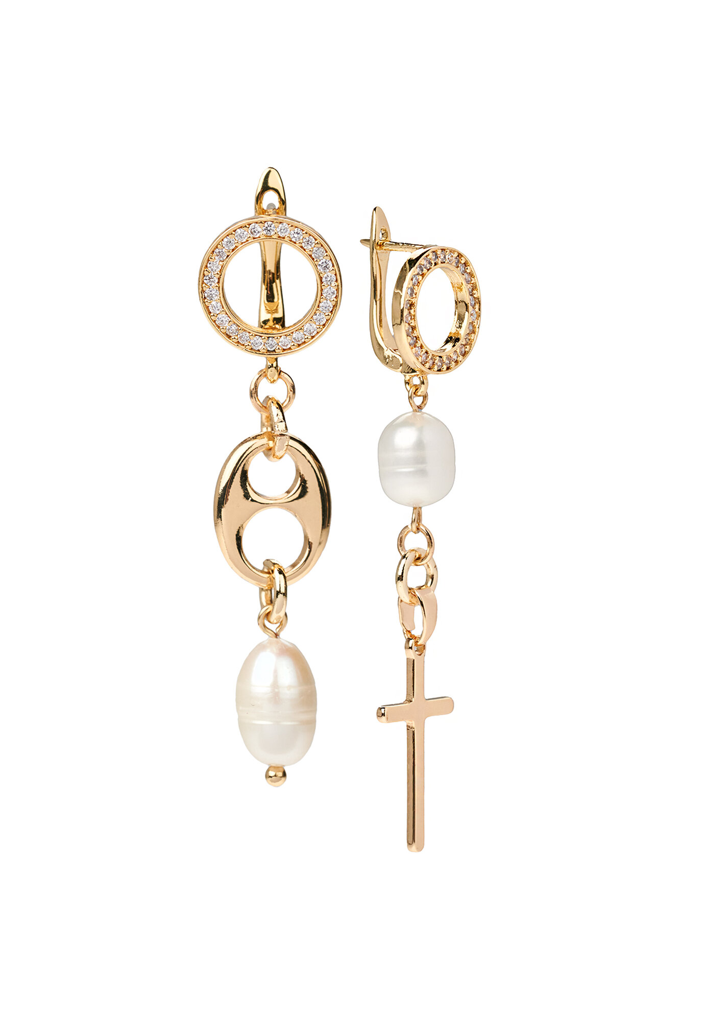 Серьги, жемчуг барочный, циркон