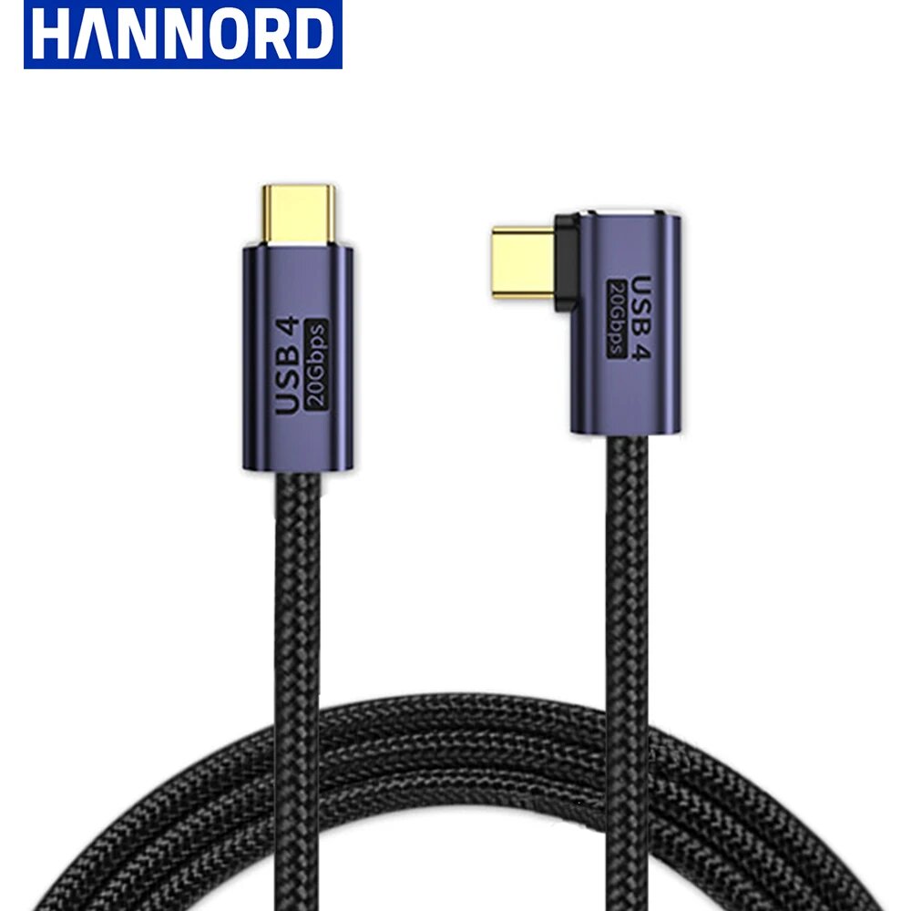 Hannord USB4 Thunderbolt 3 Кабель для передачи данных PD 100 Вт 5A 20 Гбит/с 8K при 60 Гц Кабель для быстрой зарядки USB типа C к типа C для Macbook Pro 2/3 м 1,5 м, 100W 20Gbps A