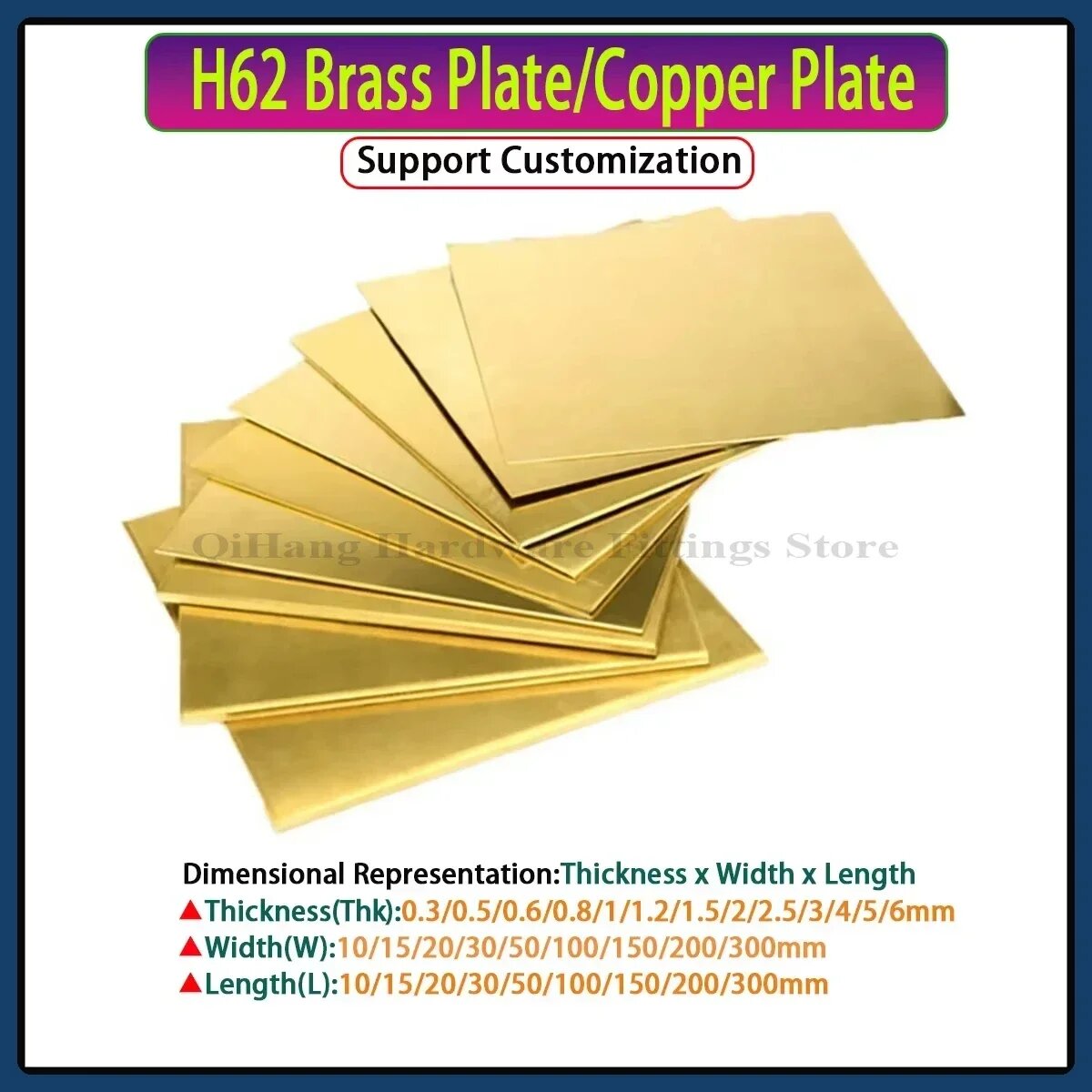 Латунные пластины H62 для DIY 1x50x200mm 1pcs