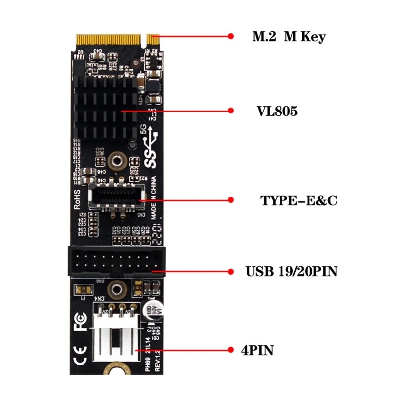 Адаптер USB 2.0 к NVME NGFF M-Key Express Card VL805