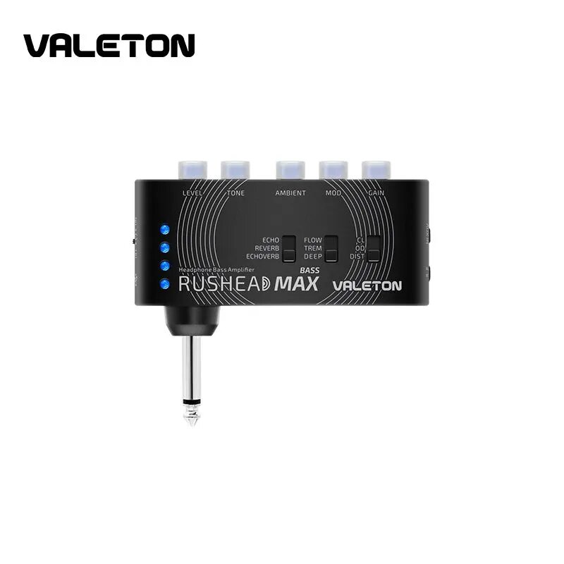 Valeton Rushead Max Bass Портативный басовый усилитель для наушников с зарядкой через USB, подключаемый модуль с мультиэффектами