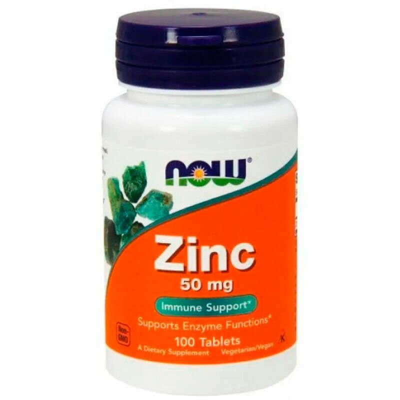 Витамины и минералы NOW Zinc Gluconate 50 мг. (100 таб.)