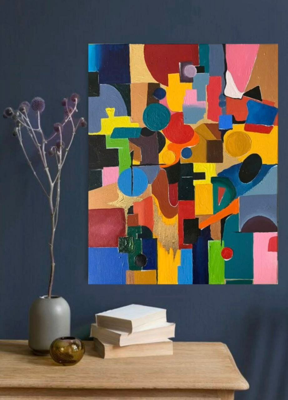 Картина "Геометрическая абстракция", холст, 40x50 см, ручная работа