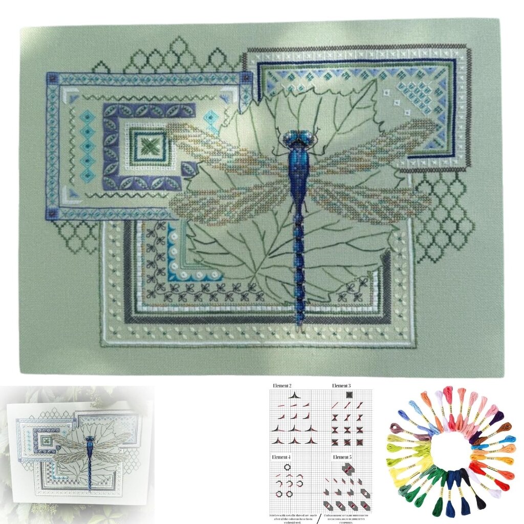 Набор для вышивания с рисунком, удобный для начинающих, включает ткань, пяльцы и нитки, идеальный для расслабления и творчества