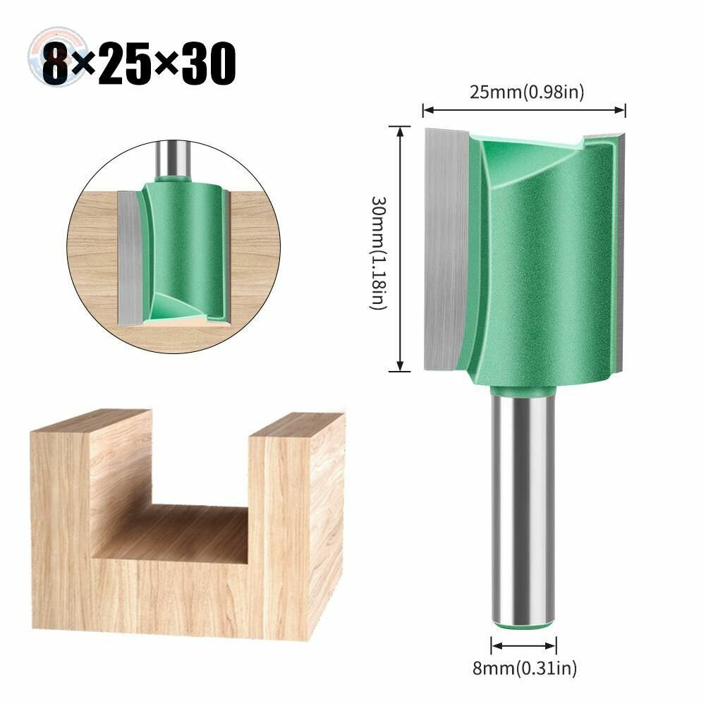 Фреза пазовая прямая 25х30 мм, хвостовик 8 мм для фрезера и ЧПУ, карбид вольфрама, высокая скорость