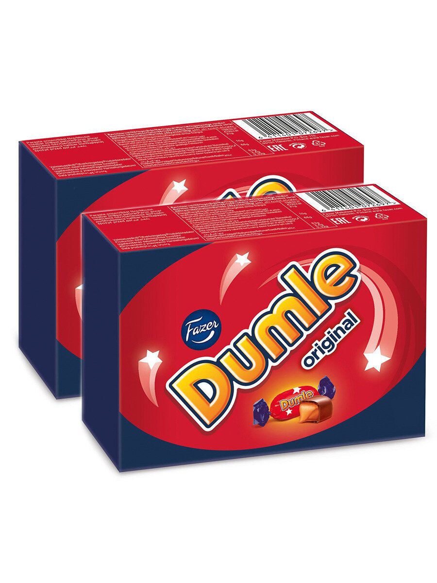 Шоколадные конфеты Fazer Dumle Original с мягким ирисом 150 г, 2 шт, Финляндия