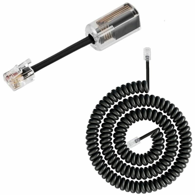 Телефонный кабель RJ9 с держателем, Черный - 3m