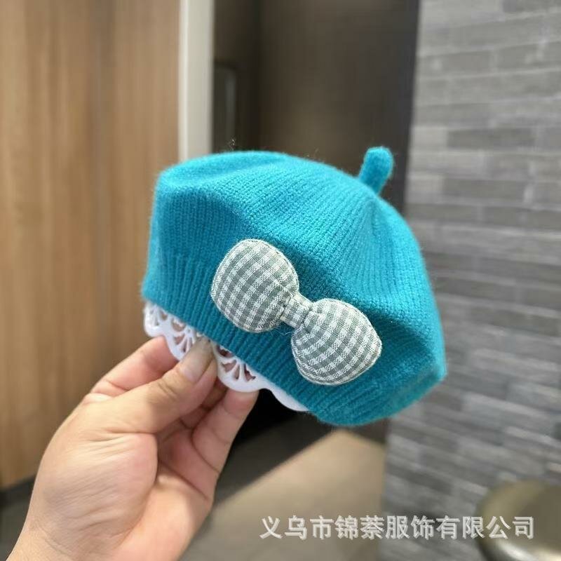 Зимний детский берет, зимняя шапка для девочки, шерстяная шапка с милым бантиком, осенне-зимняя детская шапка 2108-2