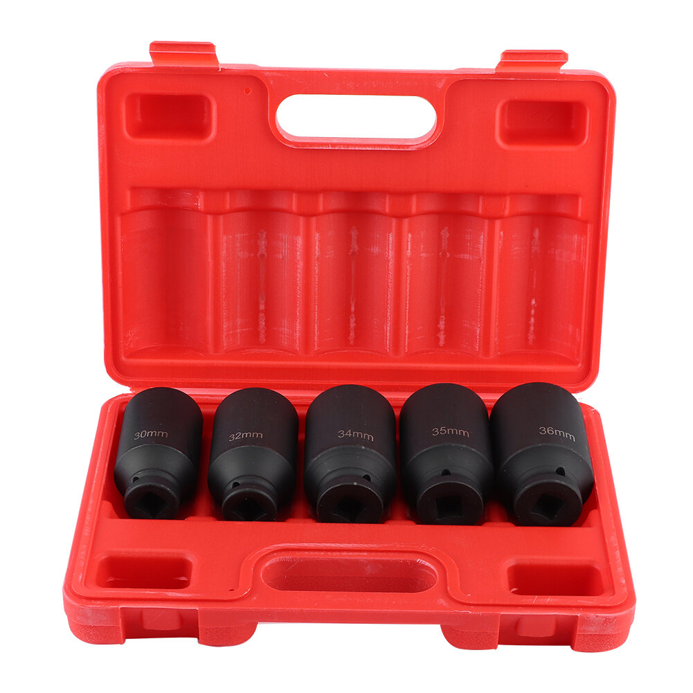 5Pcs 12 Point Axle Hub Nut Socket Sleeve Sets Metric Deep Impact for 1/2In Drive Ratchet