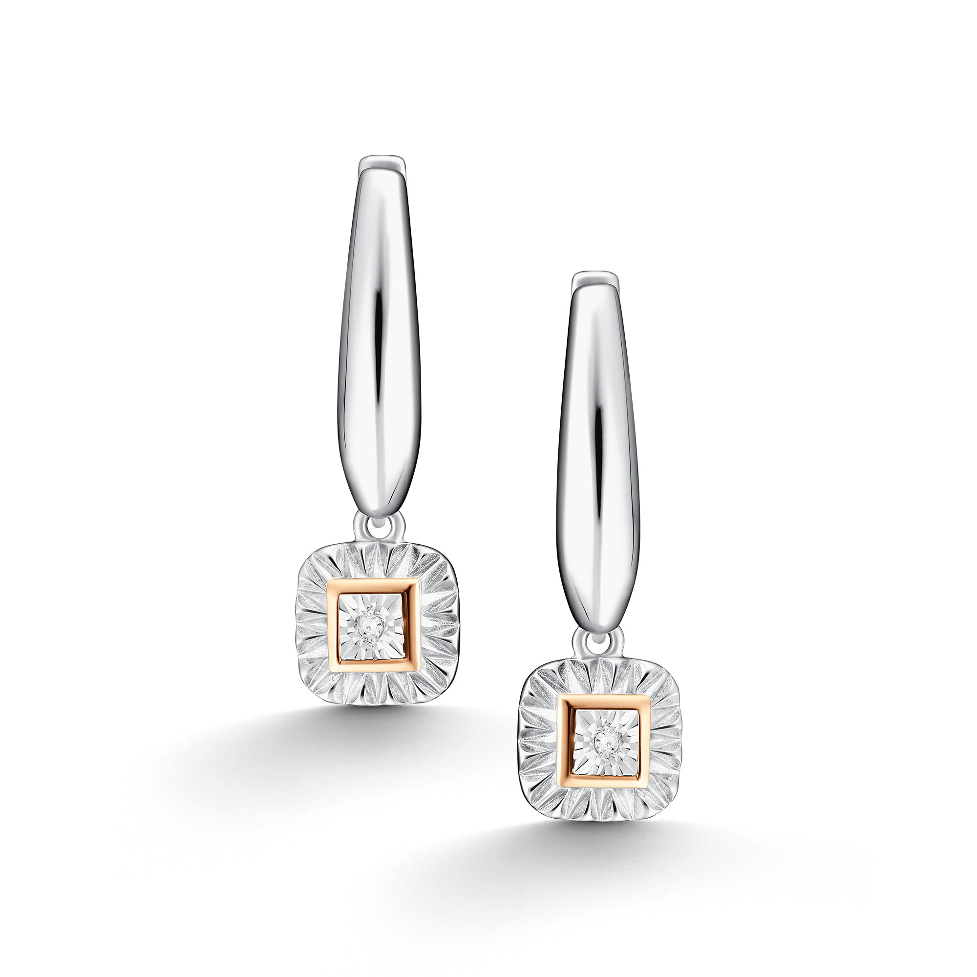 Серьги, серебро, 925 проба, родирование, бриллиант