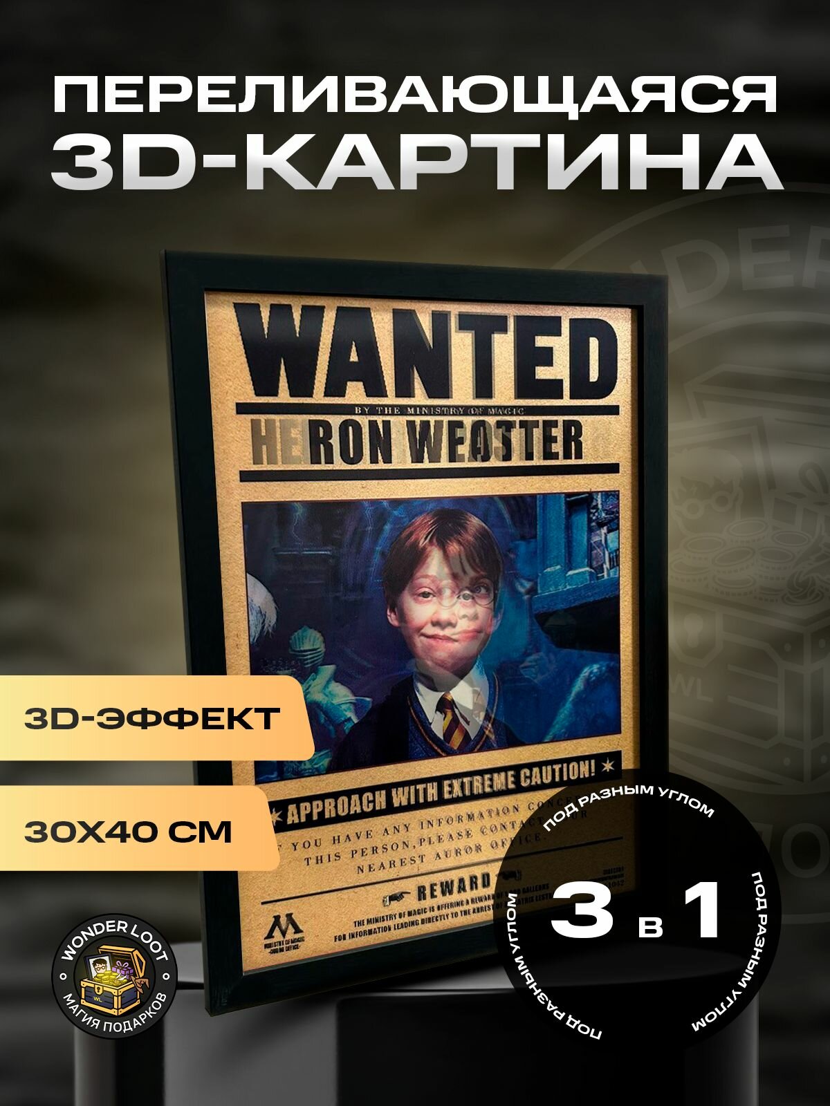 Переливающаяся, Картина, 3D - " Гарри Поттер " - " WonderLoot "