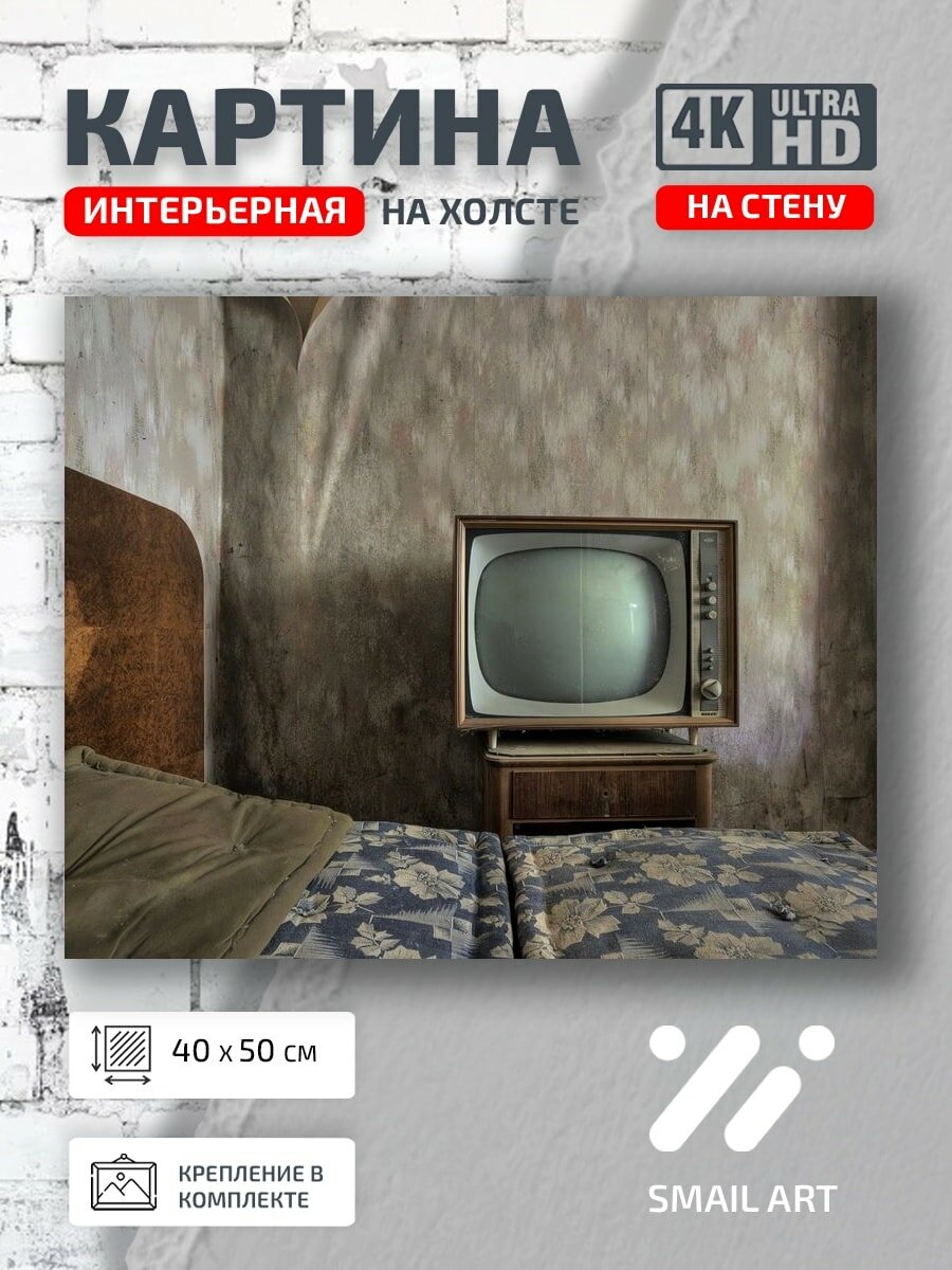 Картина на холсте интерьерная 40 на 50 на стену кровать телевизор для кабинета атмосфера