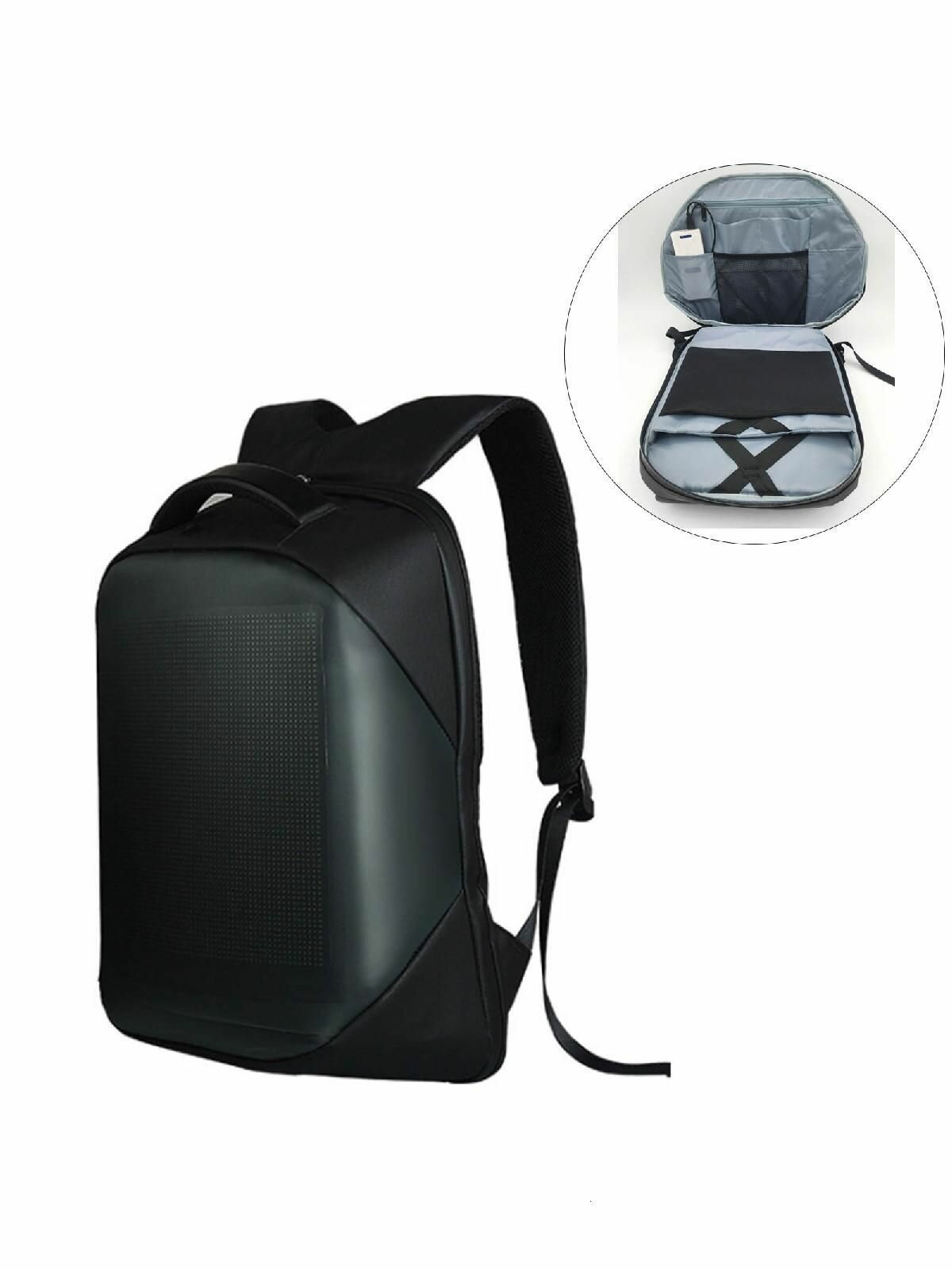 Рюкзак, Наружный светодиодный дисплей на задней панели 15,6-дюймового бизнес-рюкзака для разделения сухой и влажной среды