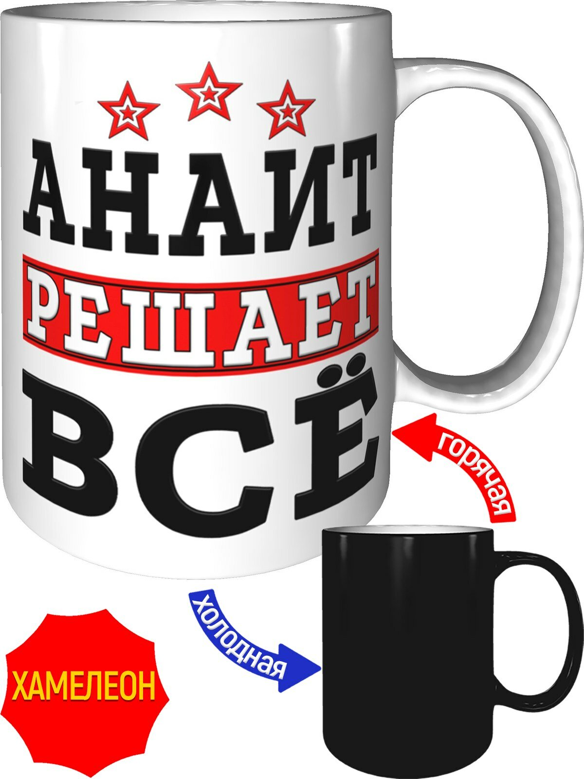 Кружка Анаит решает всё - хамелеон, керамическая, объем 330 мл.