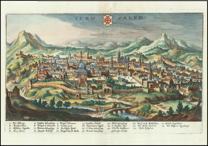 Историческая гравюра "Иерусалим" 1638 - репринт А1