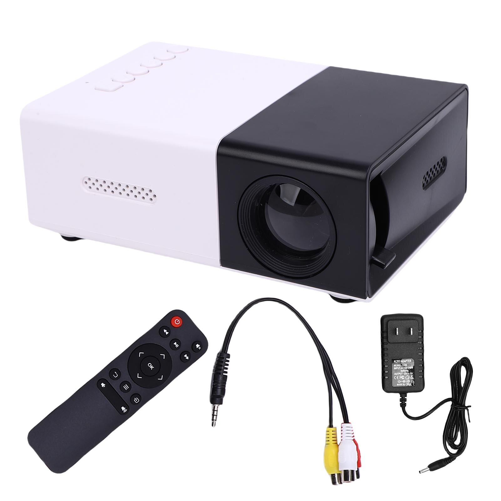 Портативный проектор 1080p HD Outdoor Home Theatre Project Proctor Поддержите USB AV Card Card Hd MultiMedia Interface для телефонов ноутбуки черно -белая платешка США