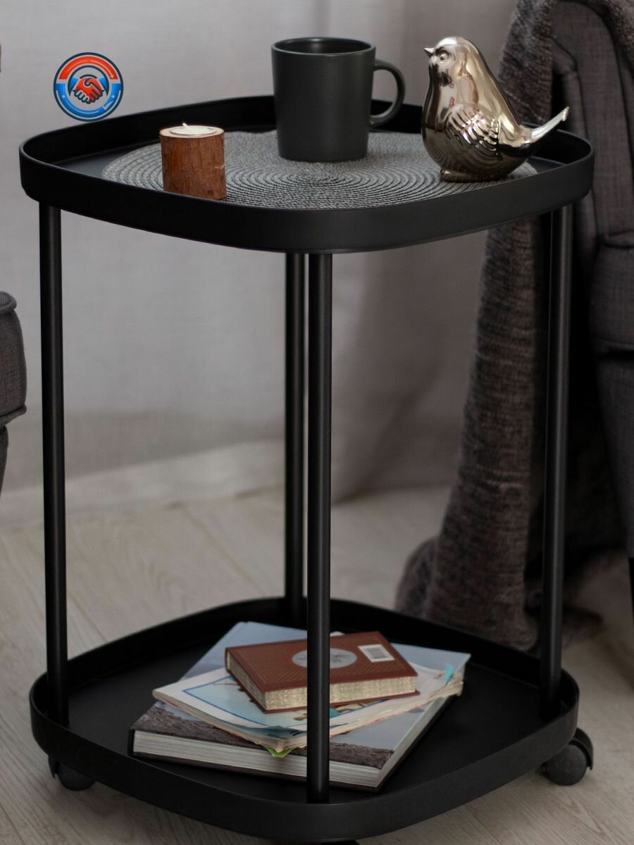 Журнальный столик на колесиках с тормозами, универсальный прикроватный и диванный стол для гостиной и спальни, современный мобильный стол-комод без острых углов