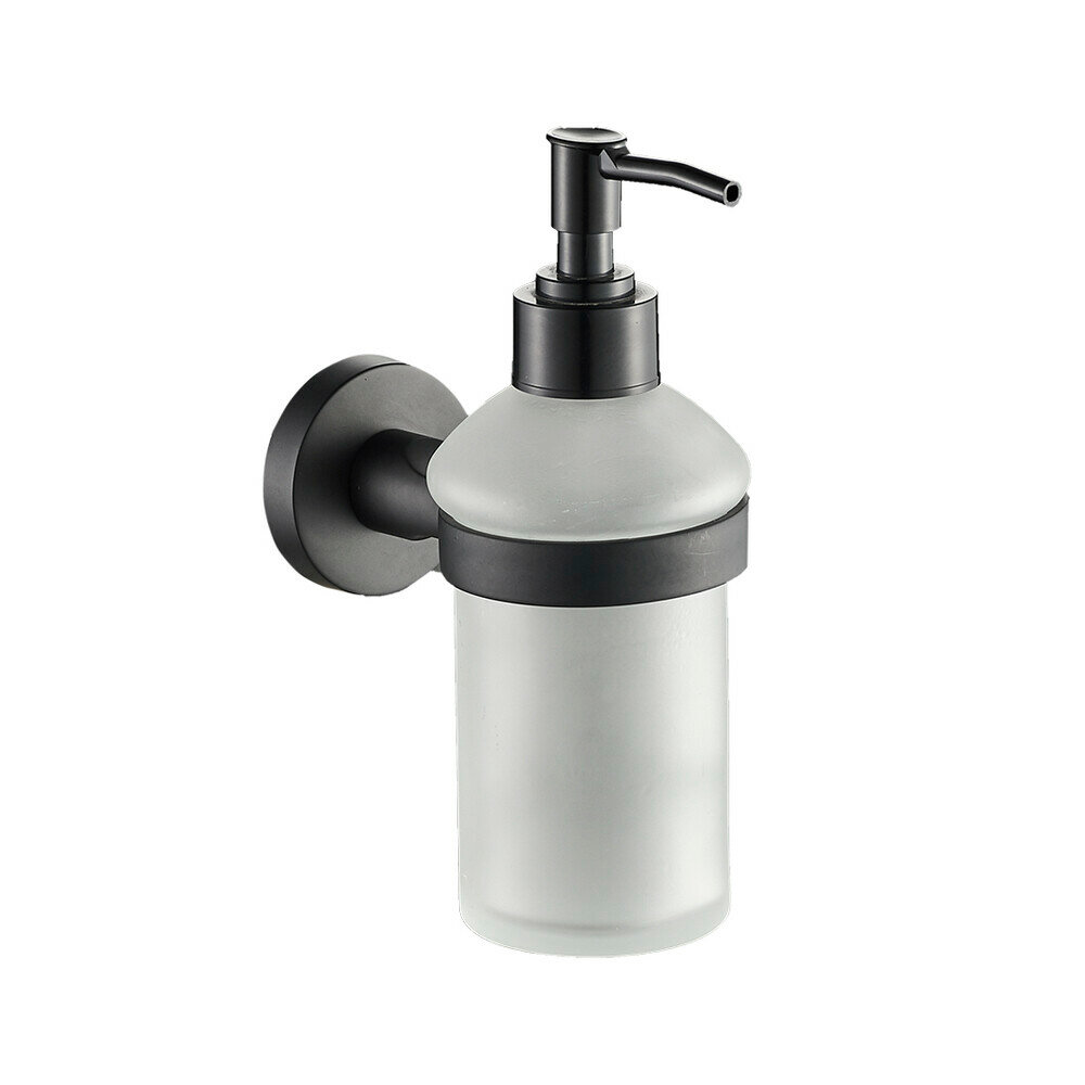 Дозатор для мыла Zenfort 20583 с держателем стекло матовый/металл черный (102033)