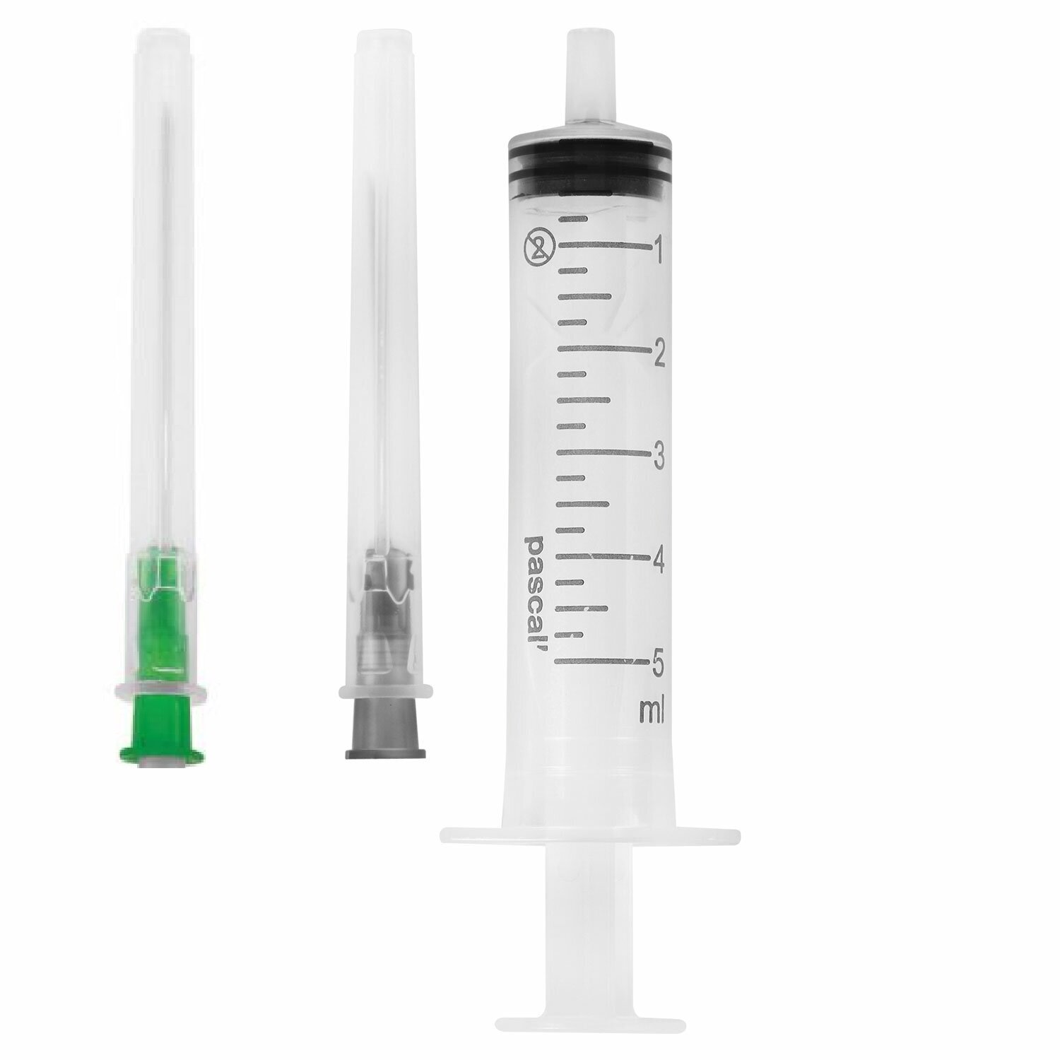 Шприц инъекционный "pascal" типа "Луер" 5 мл с 2-мя иглами: 22G x 1 1/2" (0.7 x 40 мм) и 21G x 1 1/2" (0.8 x 40 мм), 50 штук