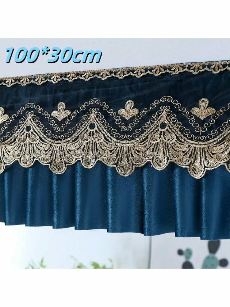 Ламбрекен для штор самоклеящийся, без сверления, короткий, тканевый с кружевом, в европейском стиле