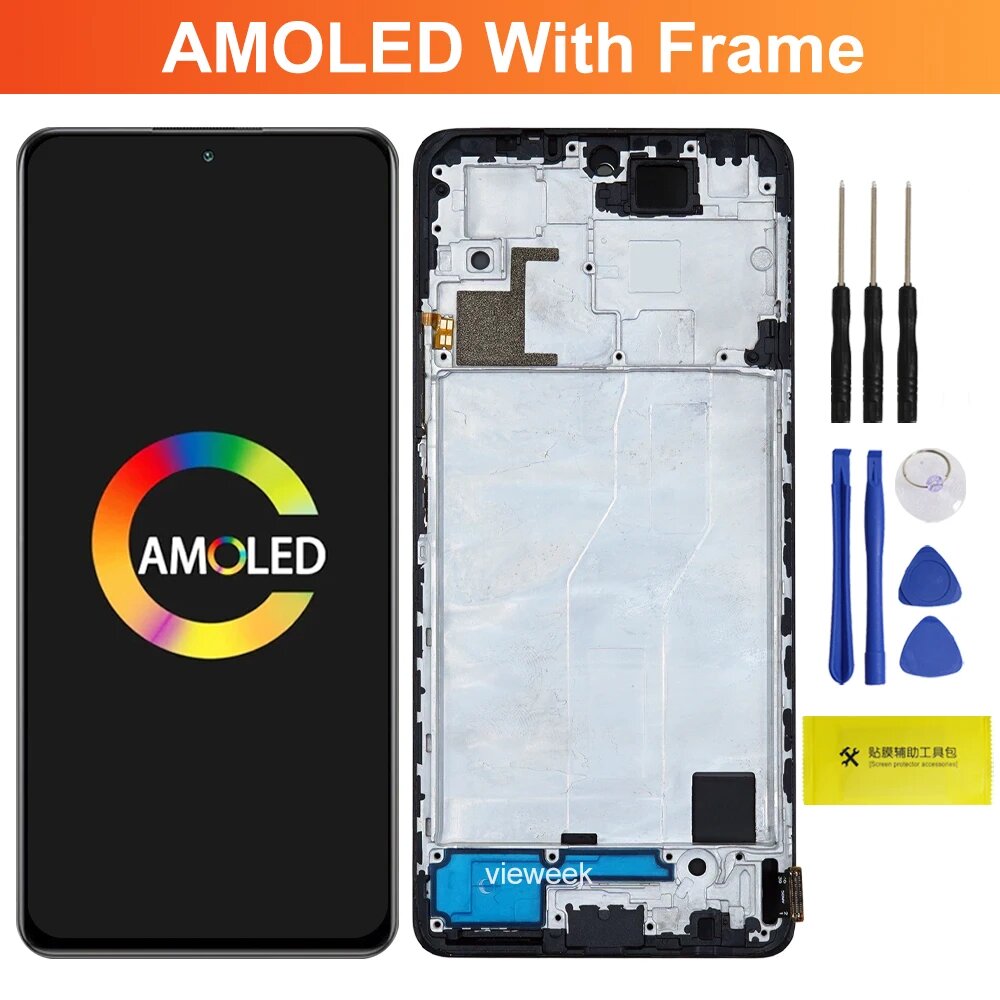 AMOLED-экран для Redmi Note 10 Pro M2101K6G M2101K6R ЖК-дисплей Цифровой сенсорный экран с рамкой для Redmi Note 10 Pro AMOLED With Frame