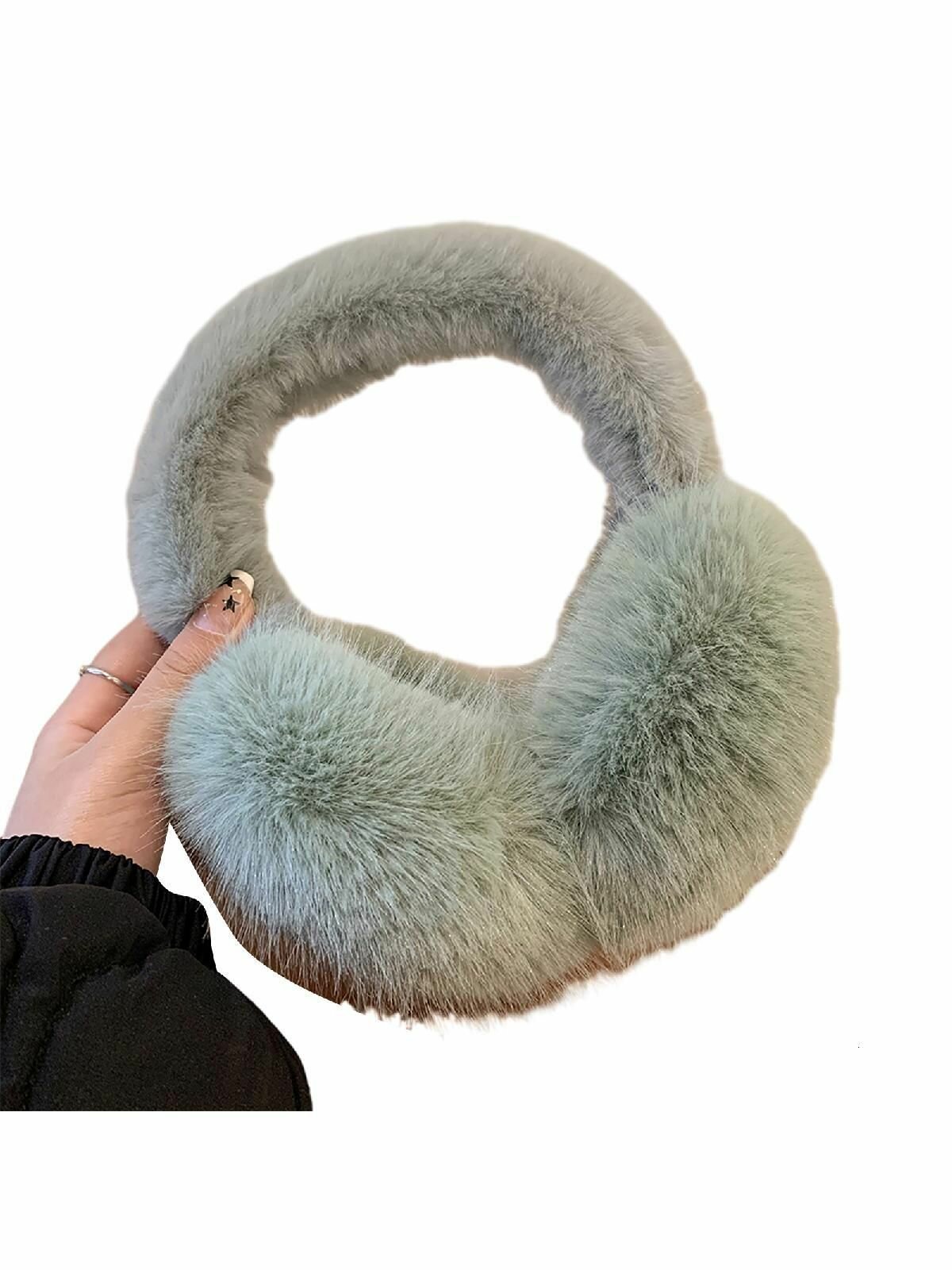 Наушники меховые, Осенне_зимние теплые наушники из искусственного меха лисы_зеленый