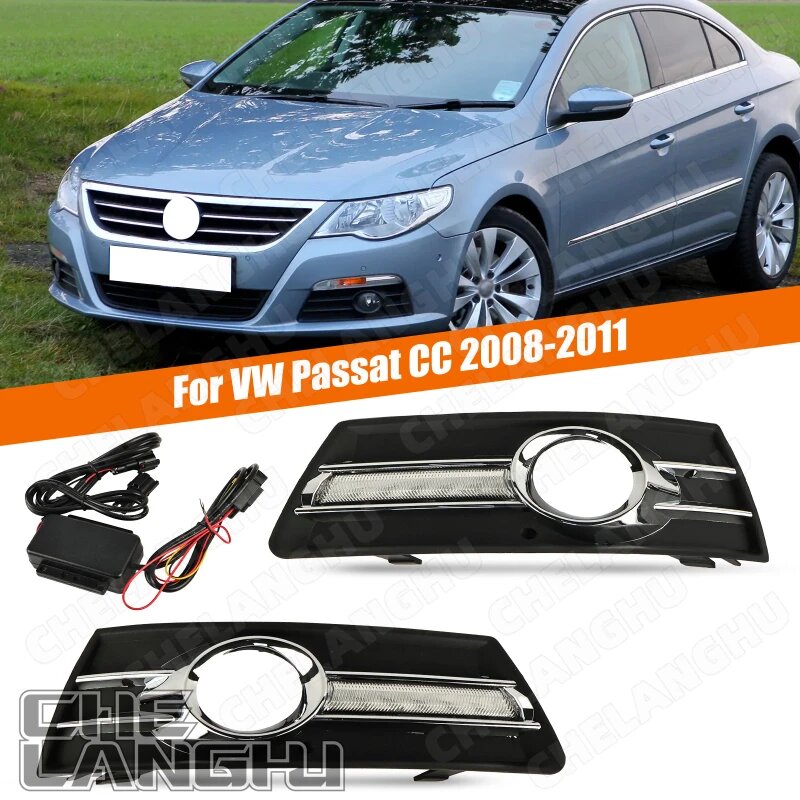2 шт. Автомобильные светодиодные DRL для VW Passat CC 2008 2009 2010 2011 Автомобильные светодиодные DRL дневные ходовые огни с жгутом проводов