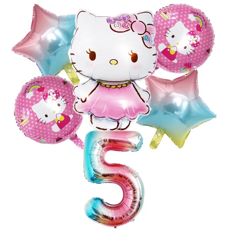 Набор шаров Hello Kitty с цифрой 5, 51 см