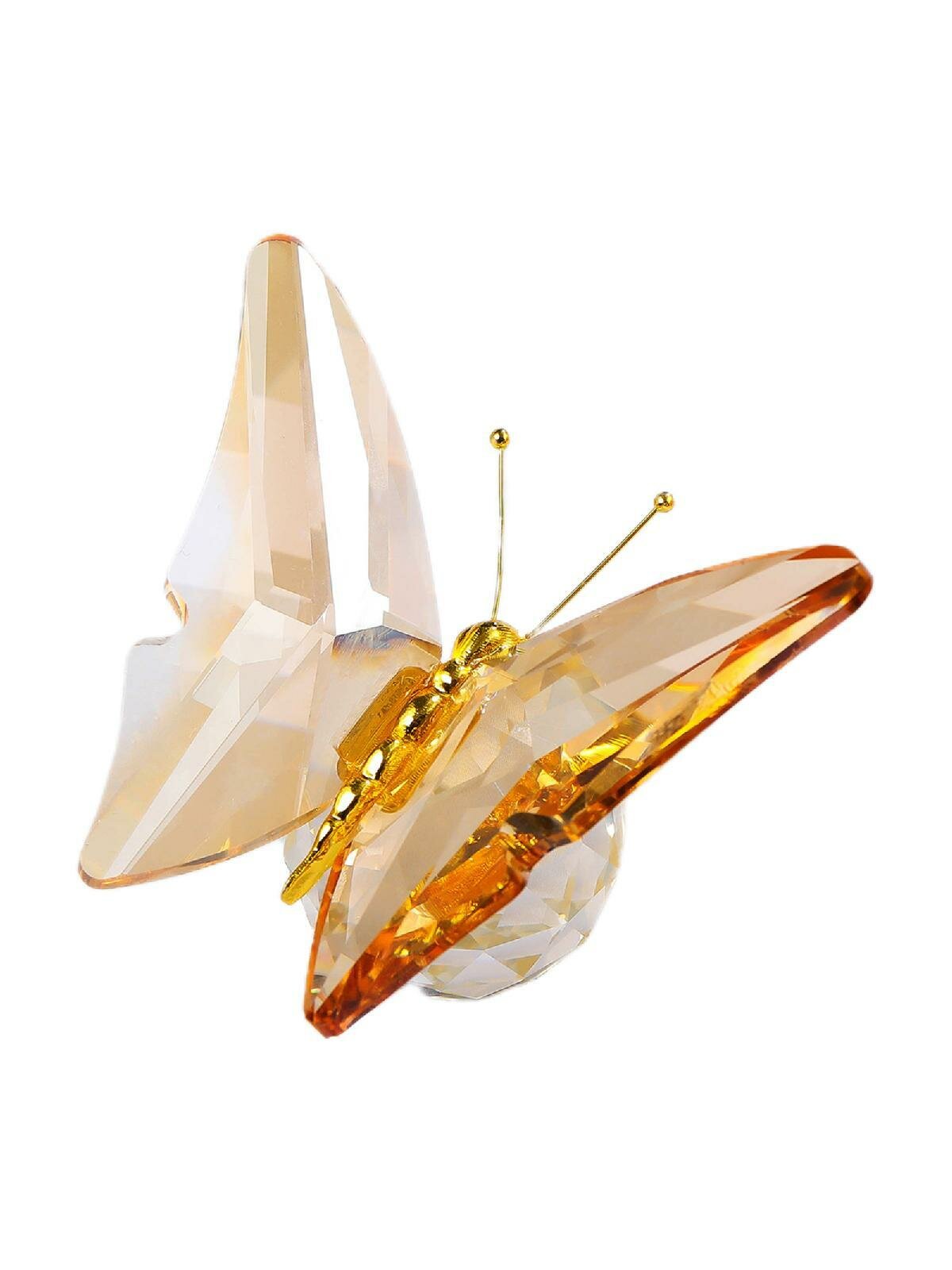 Фигурка бабочки из хрусталя на стеклянной основе, акцентное украшение для элегантного интерьера