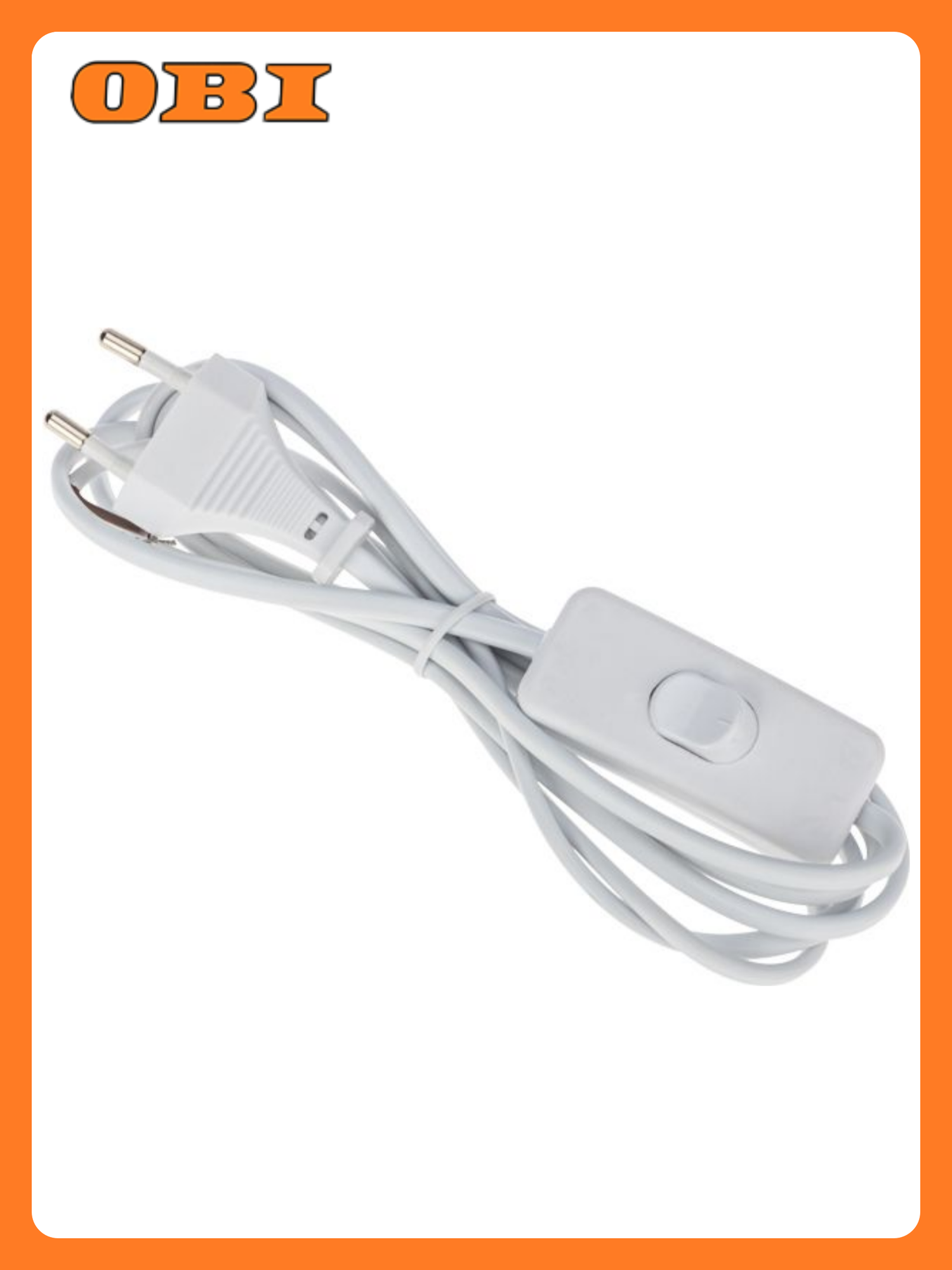 Сетевой шнур с выключателем REXANT, 2х0,75мм², 1,8м, белый, IP20, 250В, пластик