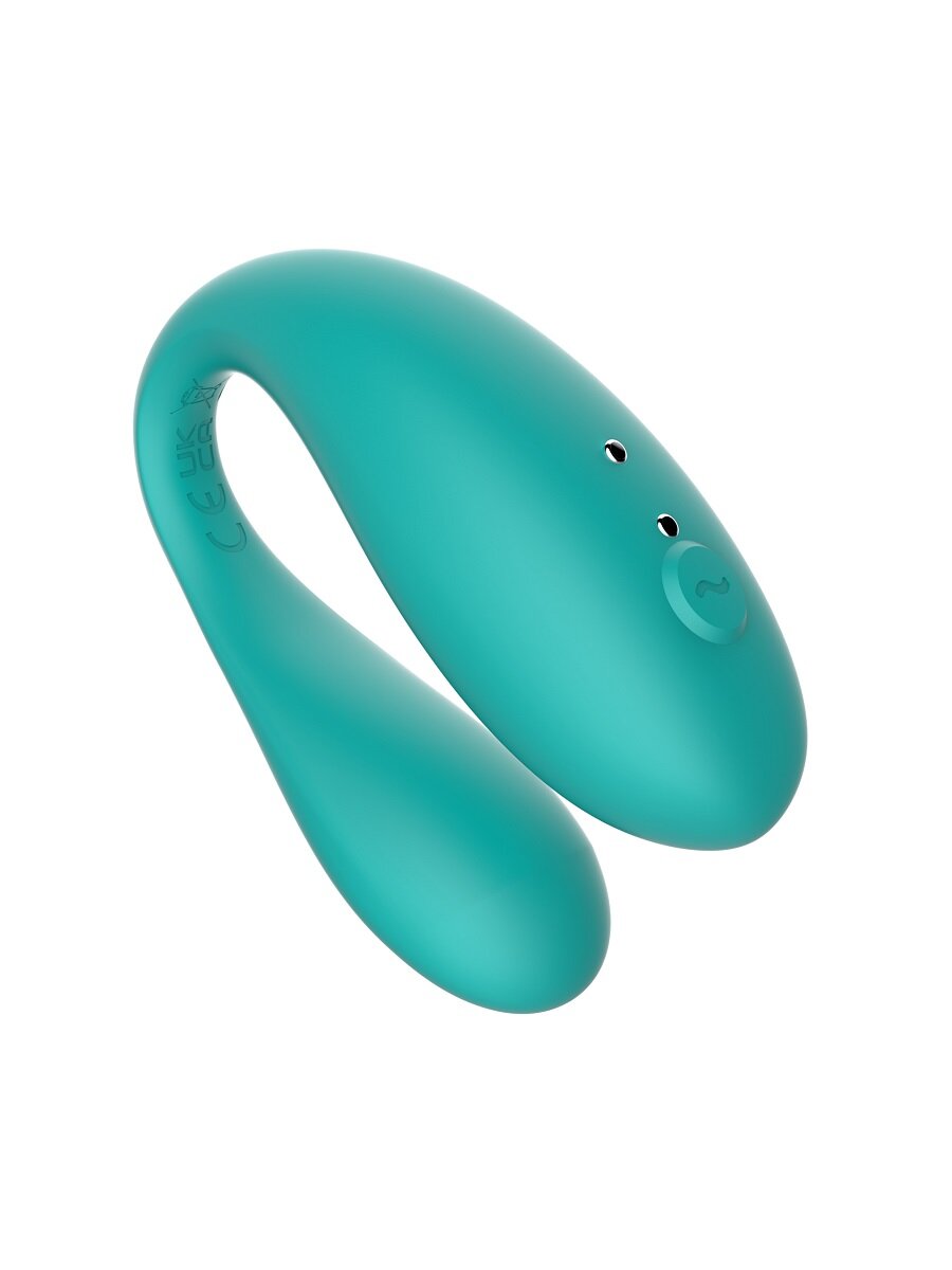 Вибромассажер для пар Amovibe TWIN бирюзовый, с управлением через приложение, двойная стимуляция, 8 см, силикон