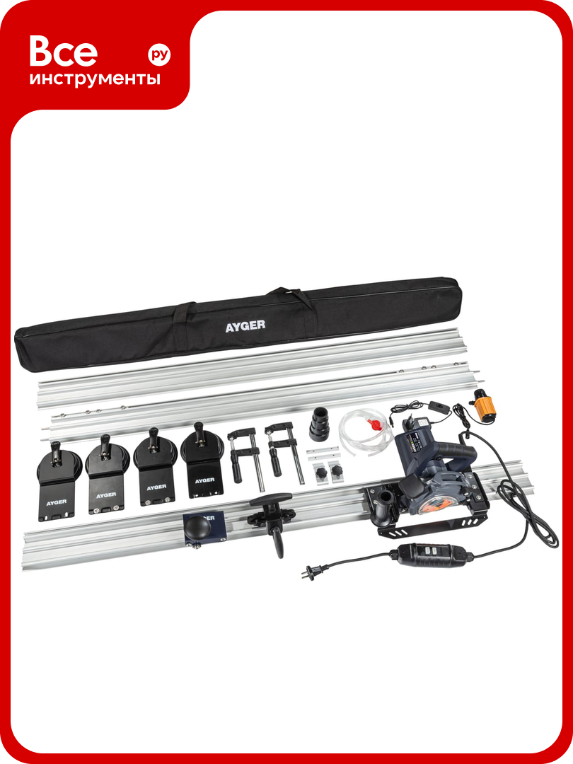 Электрический плиткорез AYGER AET1500/3000, с поликарбонатной крышкой, водяное охлаждение, резка под углом