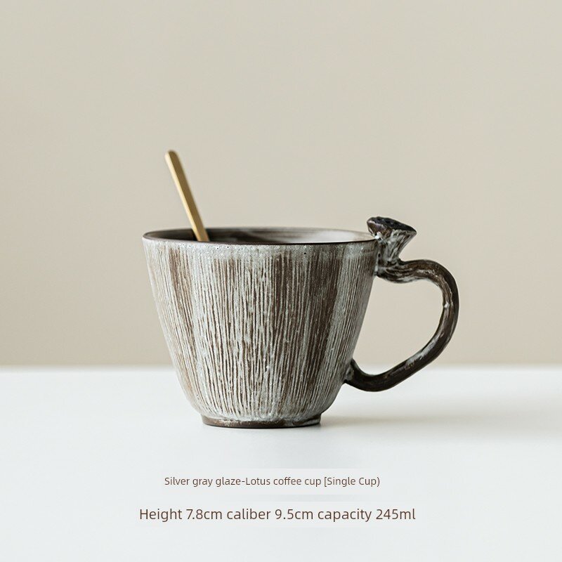 Элитный ретро-набор: чашка и блюдце для кофе, креативная кружка из грубой керамики для латте-арта, изысканная кружка