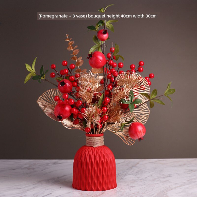Холли красные фрукты, фрукты, предсказание, новогодний букет, весенний фестиваль, искусственные цветы, украшения, ваза,