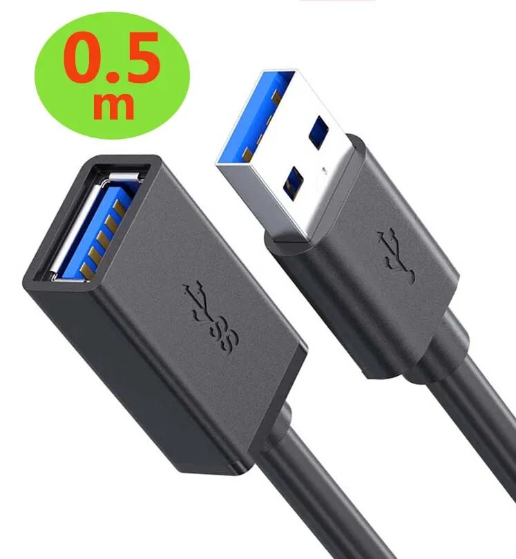 Удлинительный кабель USB 3.0 Короткий сверхскоростной удлинитель USB 3.0 A «папа-мама» 0,3 м до 5 Гбит/с для Macs Windows