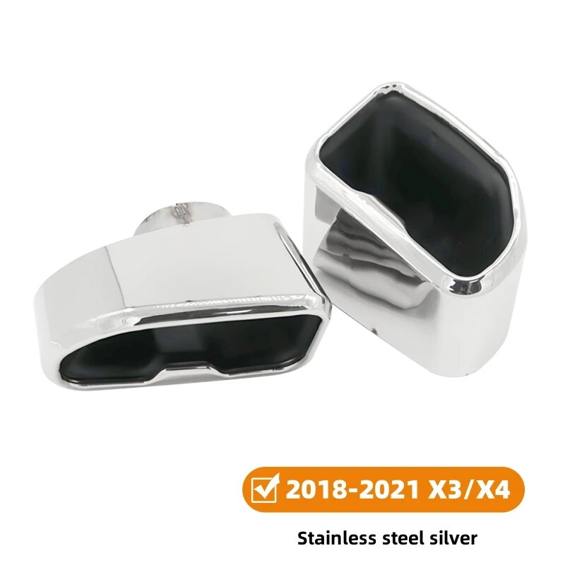 Для BMW X3 X4 глушитель с квадратным портом 2018-2021 модель G01 G02 G08 выхлопная труба хвостовое горло квадратный наконечник насадка выхлопная головка серебристый