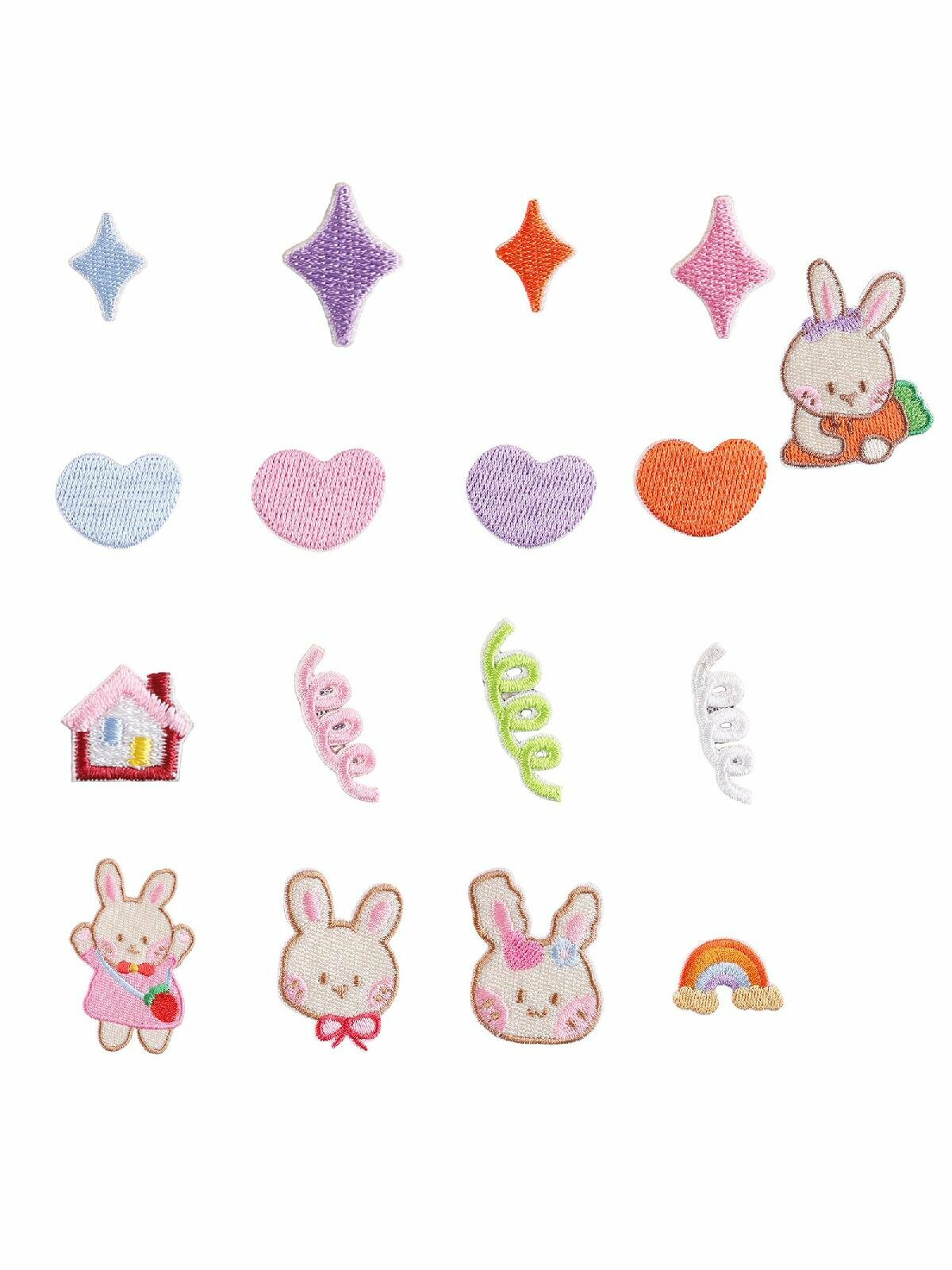 17 Шт Вышитые Патчи Железа На Патчи Зайцев Дом В Сердце Швейные Патчи
