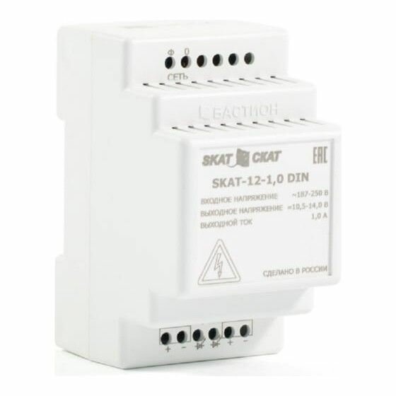 Бастион источник бесперебойного питания 12В 1А, пластиковый корпус под DIN рейку 35 мм, МПТ 583