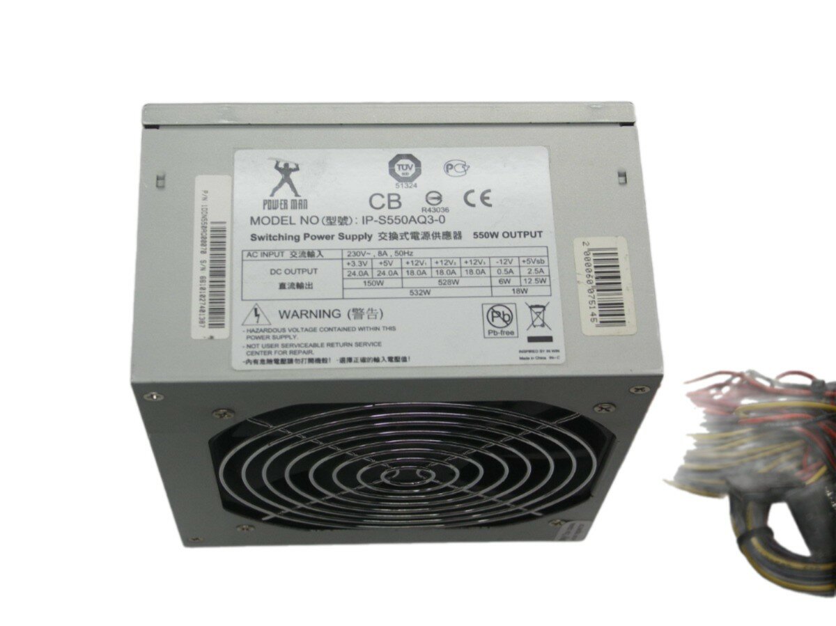 Блок питания 550W Powerman IP-S550AQ3-0 24+4+4/6+2PCI-E/7SATA/120fan ATX