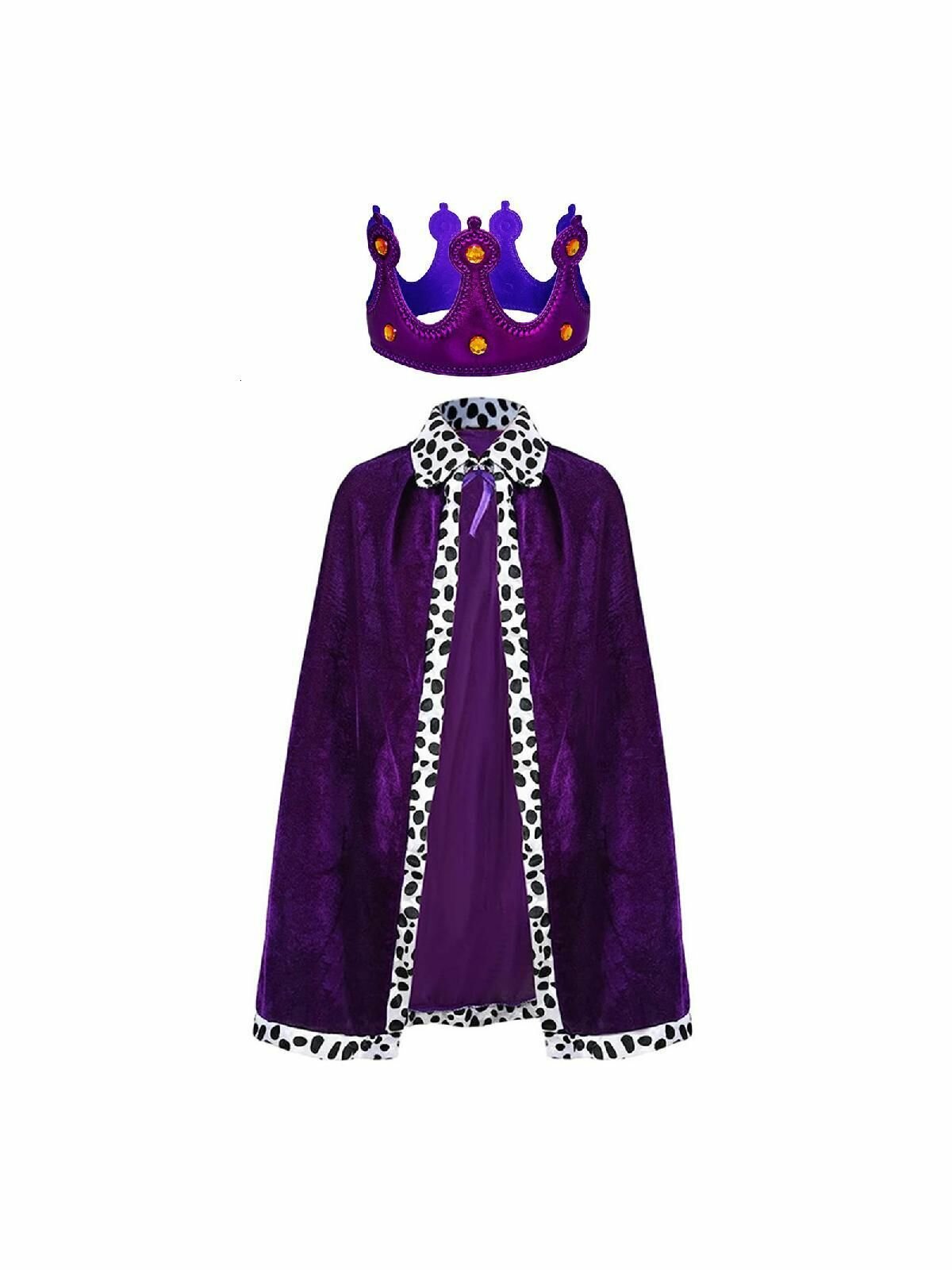 Костюм короля с мантией и короной, мантия короля для Хэллоуина, Фиолетовый набор из 2ШТ - алдульт