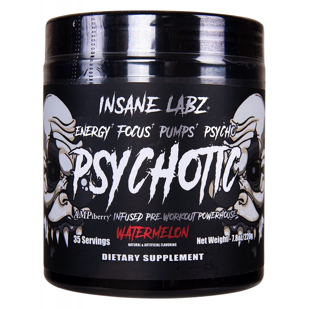 Предтреник Insane Labz Psychotic Black, 220-234 г / 35 порций, Вкус Citrus Grapefruit / Цитрус Грейпфрут, Вес 234 г