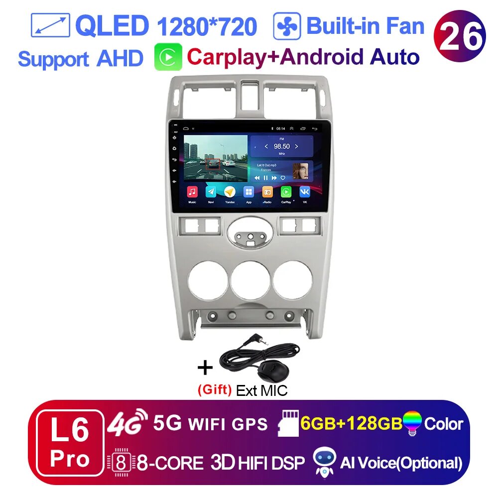 Автомобильный радиоприемник LEHX Pro Android 14 для LADA Priora I 1 2007-2013, Silver L6Pro(6-128G)