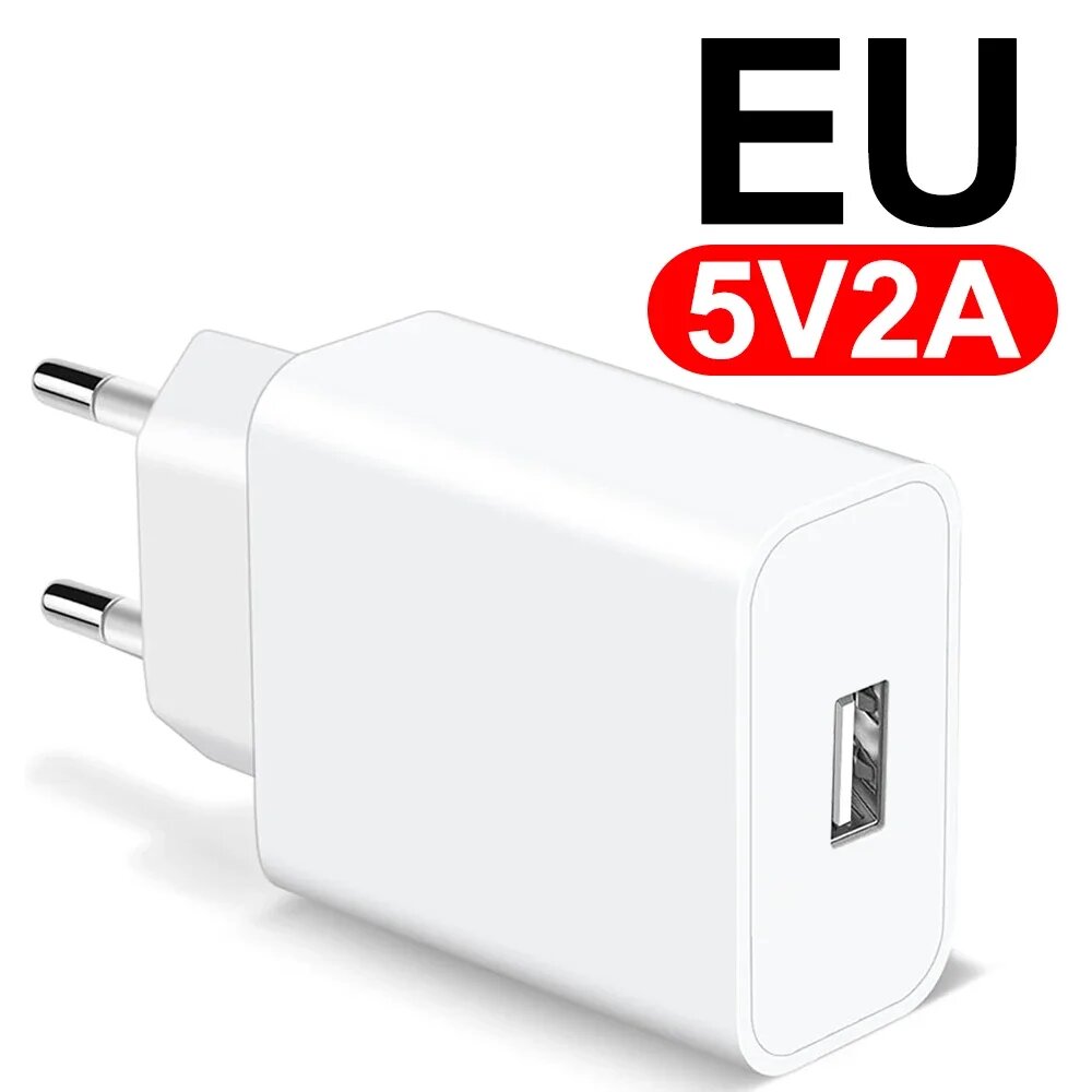 Универсальные настенные зарядные устройства, адаптер питания 5V2A, дорожное USB-зарядное устройство, блок быстрой зарядки для IPhone, Samsung, Xiaomi, зарядные устройства для телефонов в ЕС/США EU Plug - 5V 2A, 2PCS