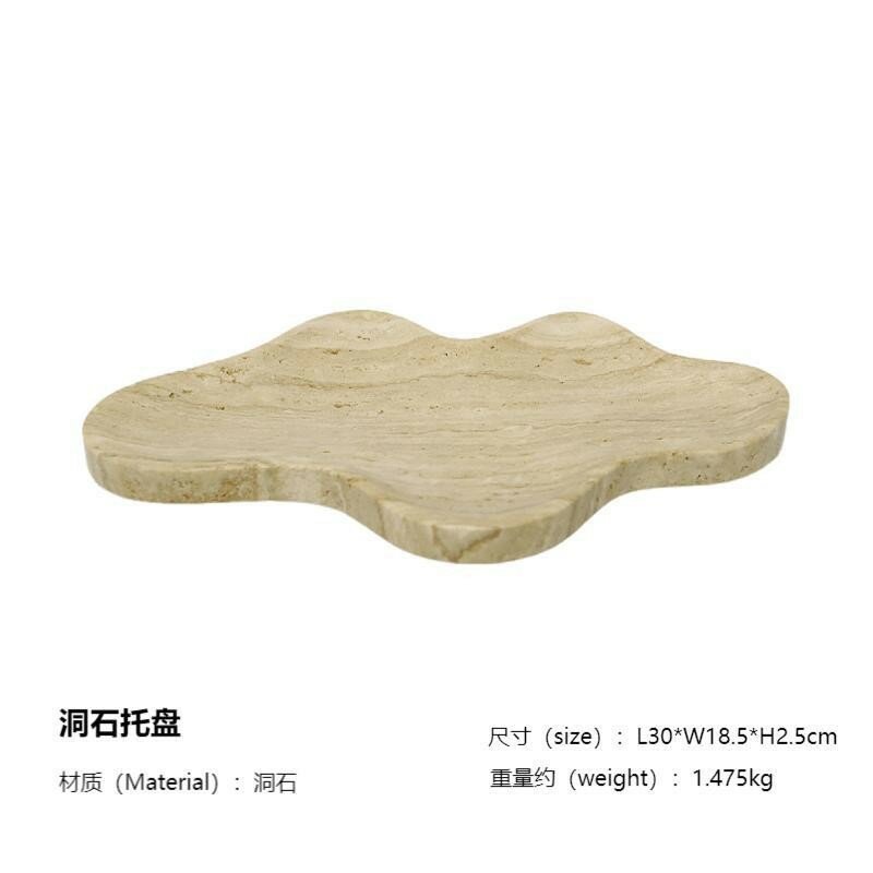 Современный минималистичный геометрический мраморный поднос из травертина для гостиной, столовой, входа, отеля, модельного дома, домашнего декора