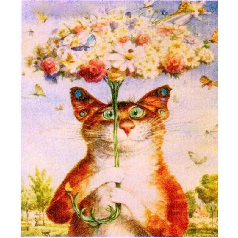 Алмазная Мозаика "Коты Художника Владимира Румянцева" 30x40 См, Безрамная, Идеальна Для Дома, Украшения, Подарков.