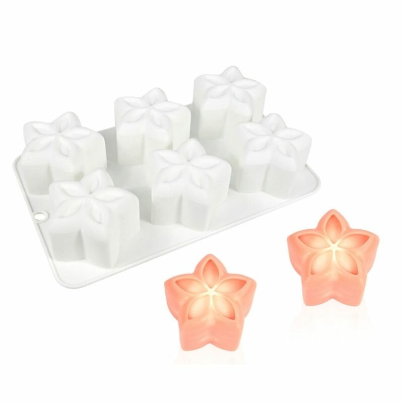 6-полостные термостойкие силиконовые формы для цветов для муссов, шоколада и свечей