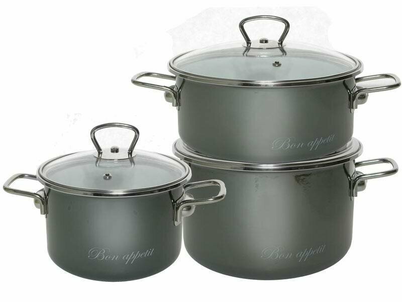 Набор кастрюль "Bon appetit" №13 мокрый асфальт