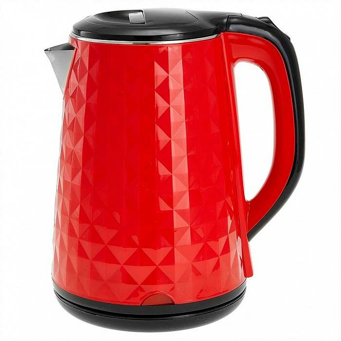 Чайник электрический 1.8Л 1500ВТ диск двухсл корпус (нерж/пластик) красн василиса DELTA
